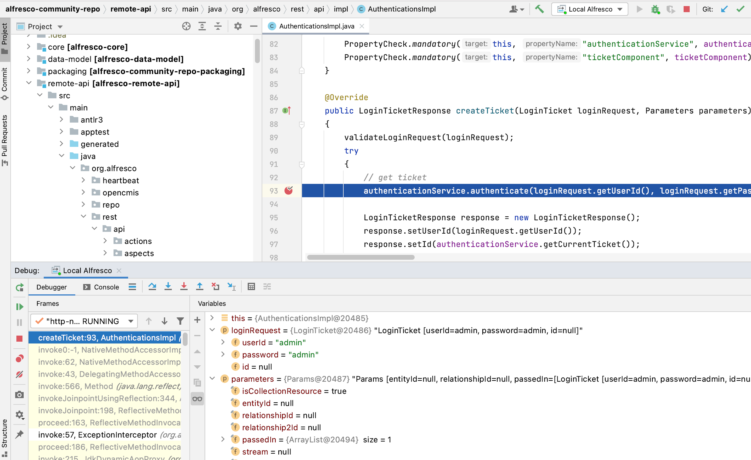 Alfresco Docs Debugging Content Services